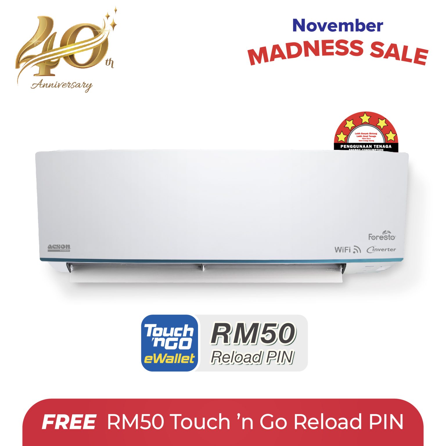 AVORY Premium Inverter (1.5HP) Air Conditioner R32 WiFi - Acson Online Store