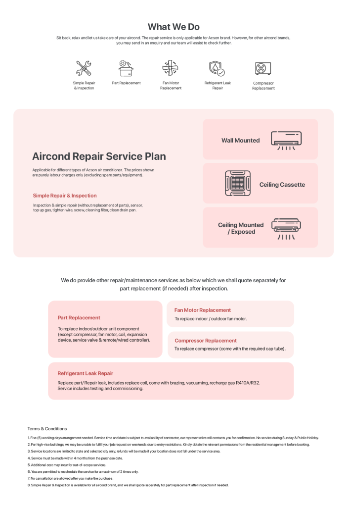 Aircond Checking & Repair - Acson Online Store